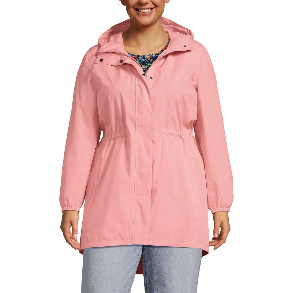 LANDS' END Print Waterproof Hooded Packable Raincoat